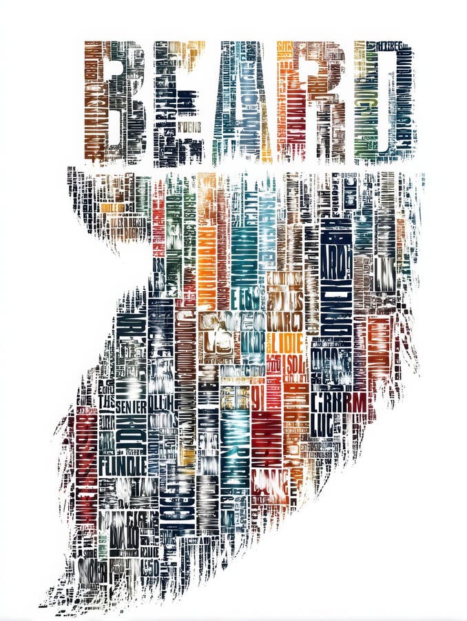 Creative Typography Design in the Shape of a Beard Showcasing Various ...