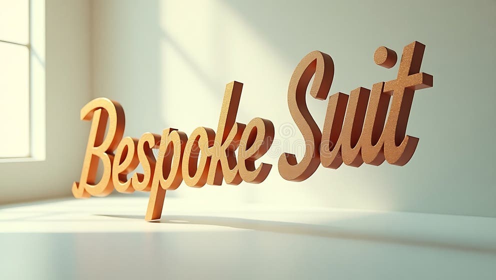 Creative Typography Display Emphasizing Bespoke Suit Design in a Well-lit Room Stock ...