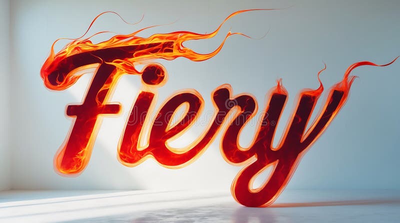 Creative Typography Featuring the Word Fiery with Flame Effects Stock ...