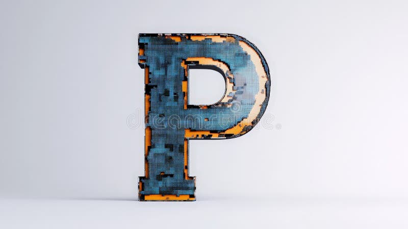 Creative Typography Letter P in Digital Style Stock Illustration ...