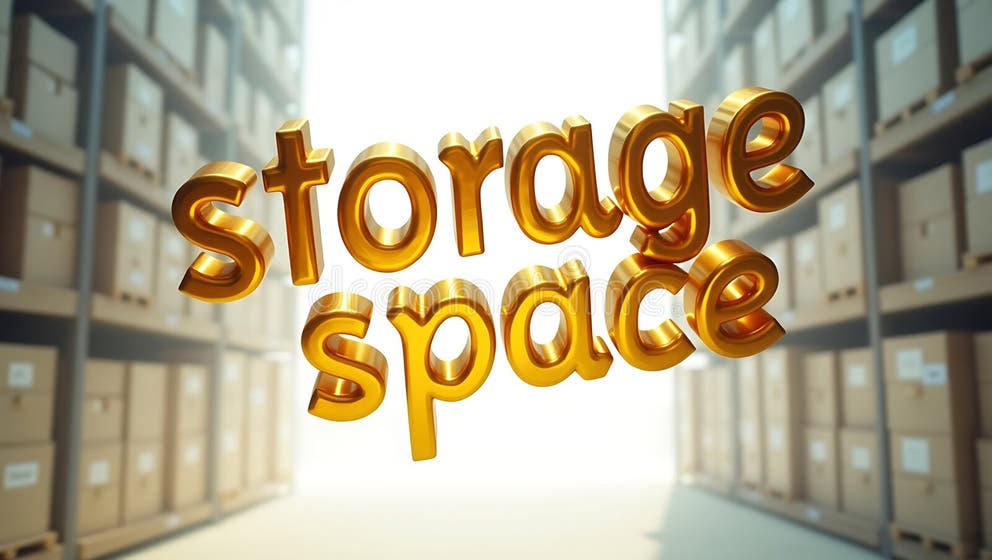 Creative Typography of Storage Space among Stacked Boxes in a Storage ...