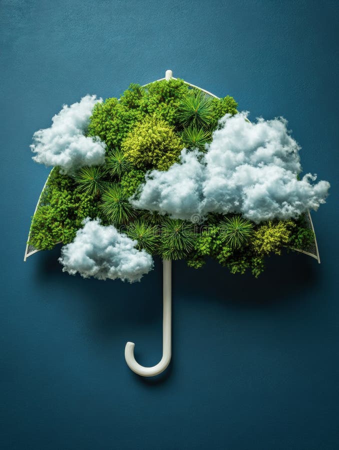 Creative Umbrella Design Features Pine Tree Canopy and Clouds ...
