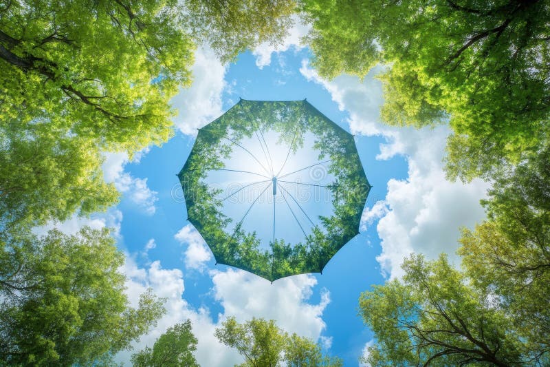 Creative Umbrella Formed by Pine Tree Canopy and Clouds Creating a ...