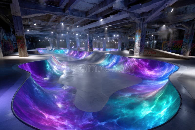 Creative Underground Skate Park Featuring Vibrant Colorful Designs and ...