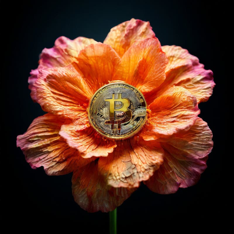 Bitcoin Symbol Embedded in a Vibrant Flower Bloom Stock Photo - Image ...