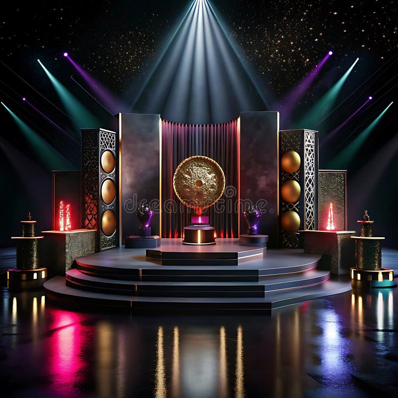 Creative and Unique Luxurious Event Stage Background Illustration Stock ...
