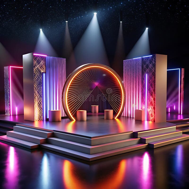 Creative and Unique Luxurious Event Stage Background Illustration Stock ...