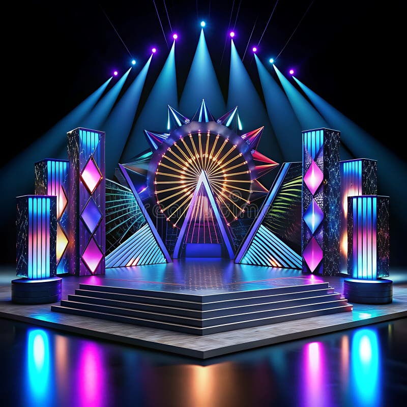 Creative and Unique Luxurious Event Stage Background Illustration Stock ...