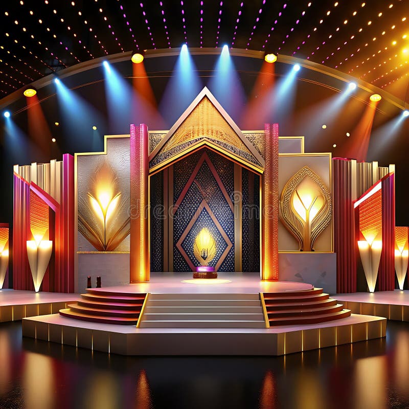 Creative and Unique Luxurious Event Stage Background Illustration Stock ...