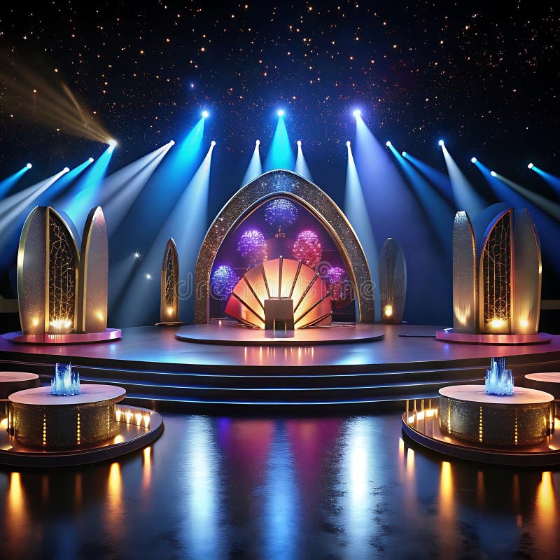 Creative and Unique Luxurious Event Stage Background Illustration Stock ...