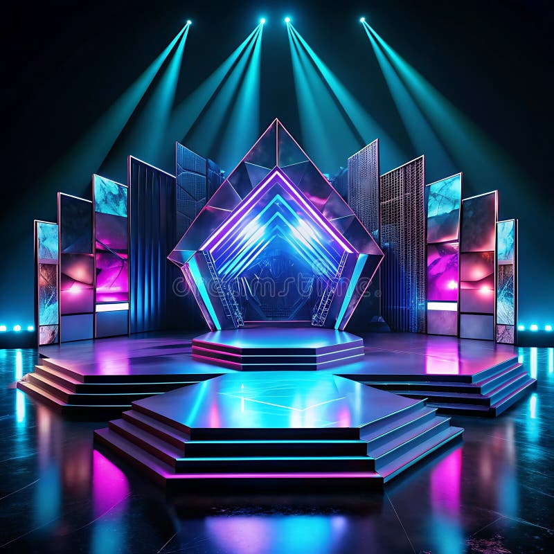 Creative and Unique Luxurious Event Stage Background Illustration Stock ...