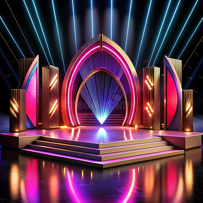 Creative and Unique Luxurious Event Stage Background Illustration Stock ...