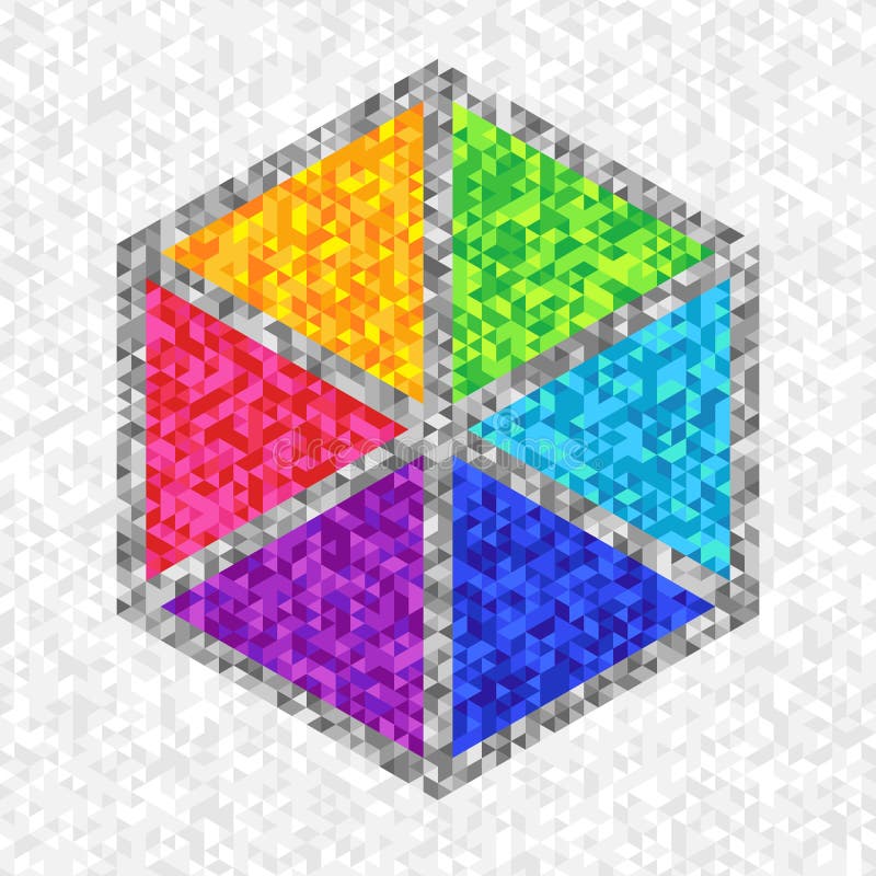 Creative Unique Symbol Hexagon of Colorful Triangles. Stock Vector ...