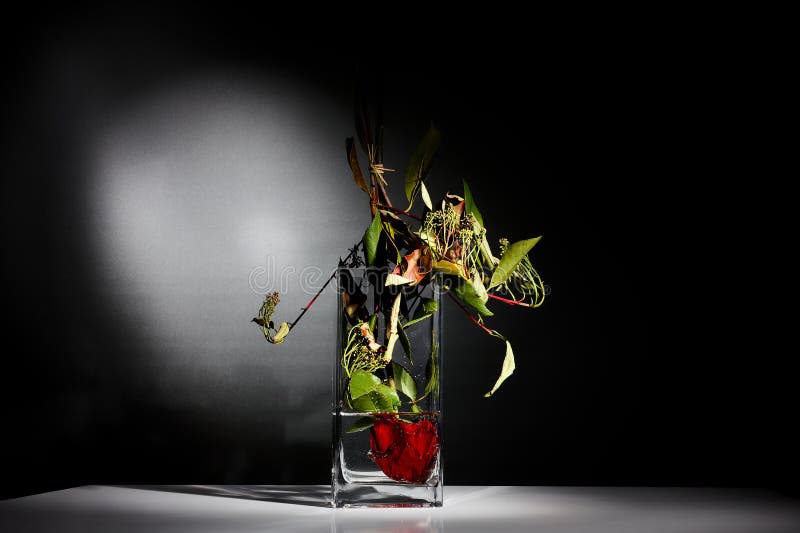 Creative Upside Down Concept - Red Rose with Head in a Flower Vase - a ...