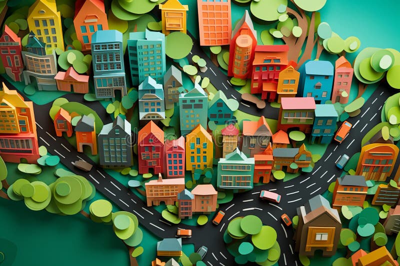 Creative Urban City Landscape Made from Paper Cut Out Stock ...