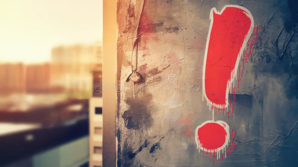 Creative Urban Graffiti Featuring a Bold Exclamation Mark on a ...