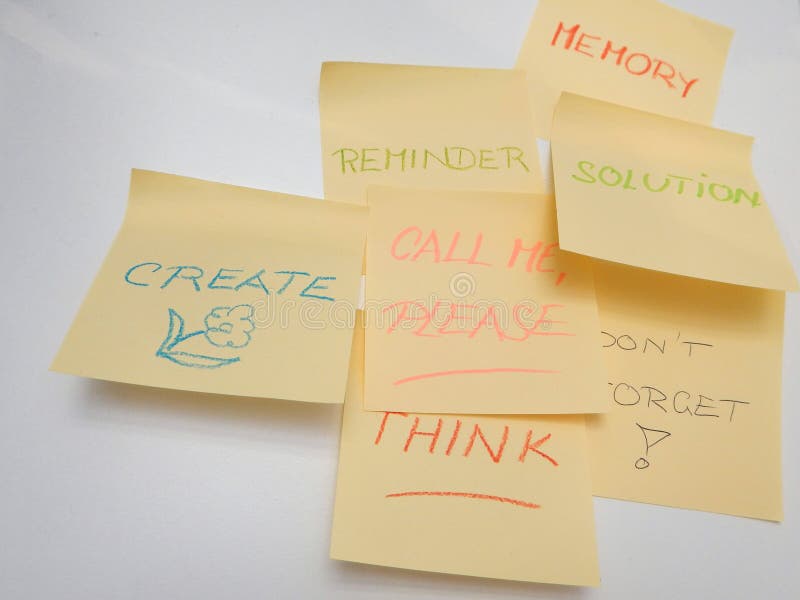 Creative Using of Yellow Reminder Stickers Stock Image - Image of ...