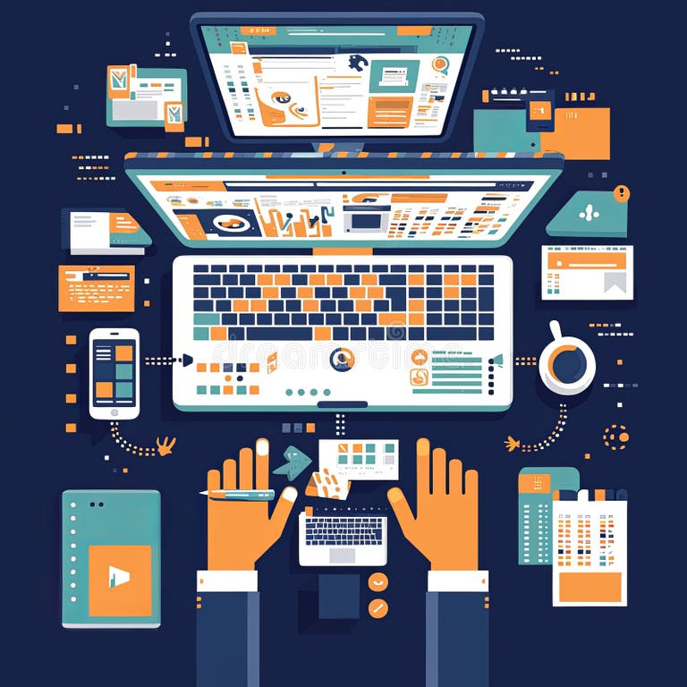 Creative UX Design Process Displayed on Screens and Devices Stock ...