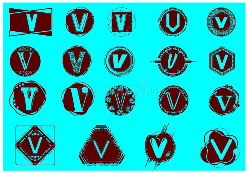 Creative V Letter Logo and Icon Design Template Bundle Stock Vector ...