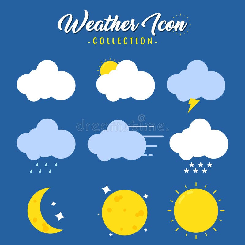Creative Various Weather Icon Vector Design Collection Stock ...
