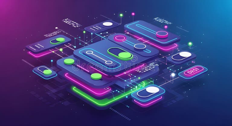 Creative Layered Vector Art Showing Abstract Floating UI Elements Like ...