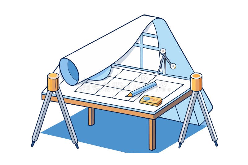 Creative Vector Design Showing an Architectural Drafting Table with ...