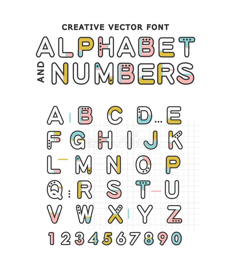 Creative Vector Font. Alphabet and Numbers.Modern Style. Stock Vector ...