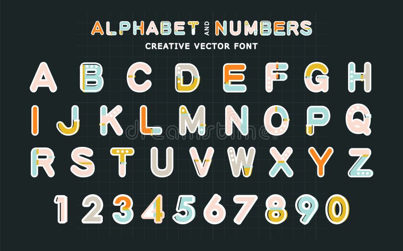 Creative Vector Font. Alphabet and Numbers.Modern Style. Stock Vector ...