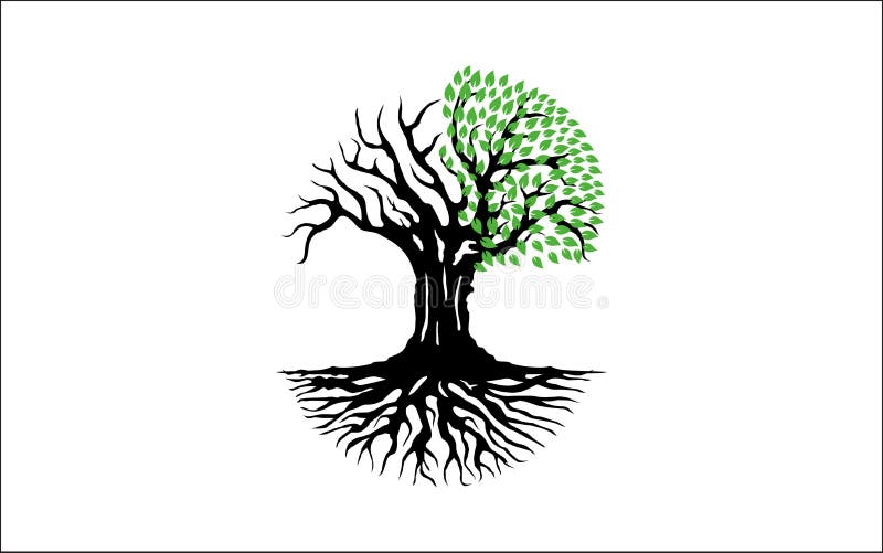 Creative Vector Graphic Silhouette of Tree with Root Vector Logo Design ...