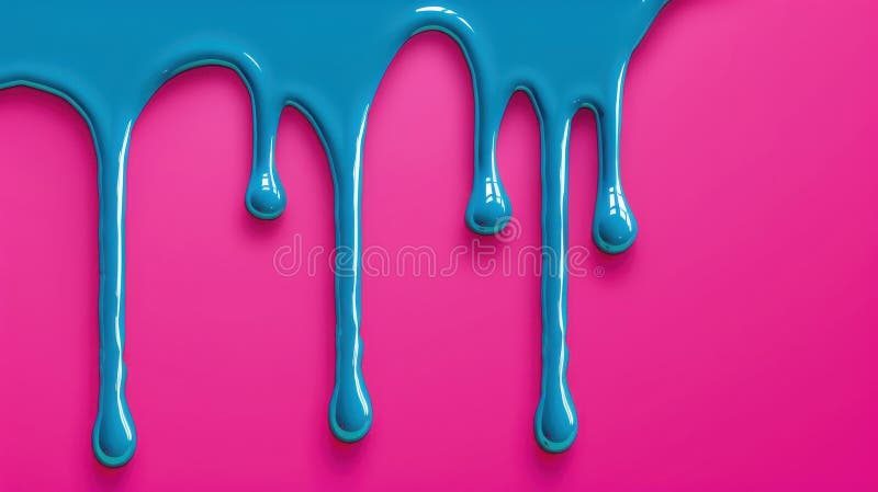 Creative Vector Illustration Blue Paint Drips on a Pink Wall. Water ...