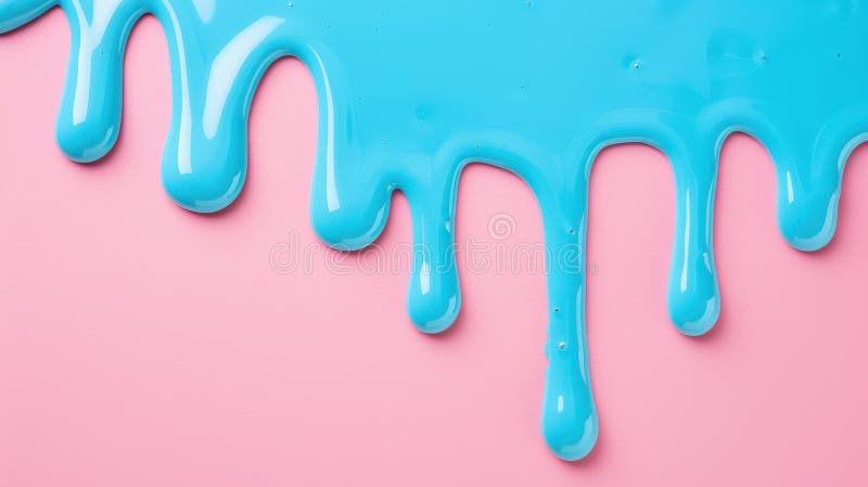 Creative Vector Illustration Blue Paint Drips on a Pink Wall. Water ...
