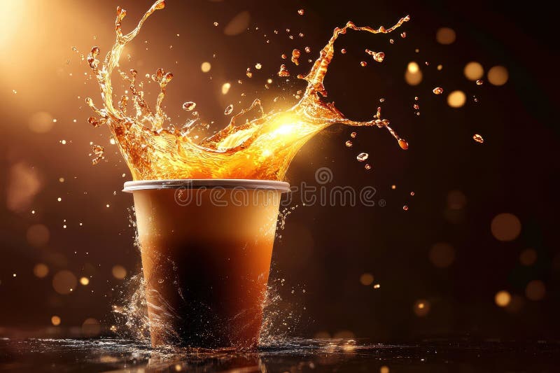 Capturing Energy with a Vibrant Splash of Coffee in a Go Cup Creating a ...