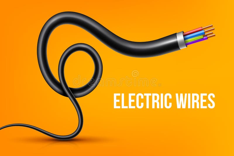 Creative Vector Illustration of Flexible Electric Copper Wires, Network ...