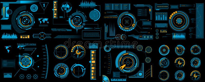 Creative Vector Illustration of HUD Interface Elements Set ... Creative Vector Illustration of HUD Interface Elements Set ...