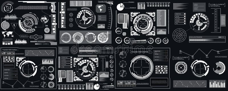 Creative Vector Illustration of HUD Interface Elements Set ... Creative Vector Illustration of HUD Interface Elements Set ...