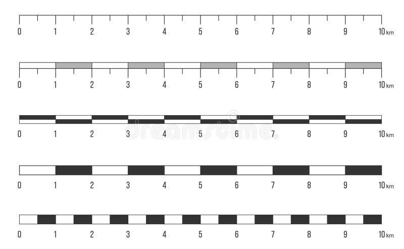 Creative Vector Illustration of Map Scale Line Set Isolated on ...