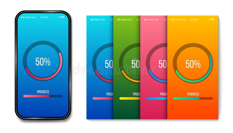 Creative Vector Illustration of Mobile App Progress Bar Loading ...