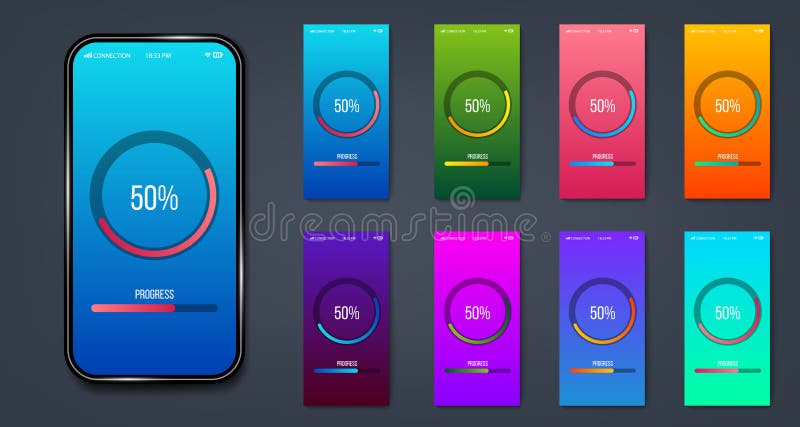 Creative Vector Illustration of Mobile App Progress Bar Loading ...
