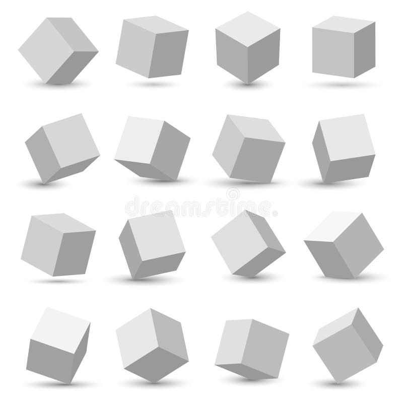 Creative Vector Illustration of Perspective Projections 3d Cube Model ...