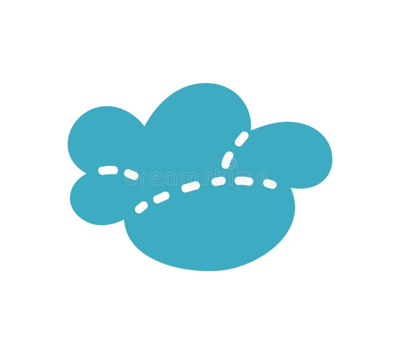 Creative Vector Illustration of Stylized Turquoise Cloud with Dashed ...