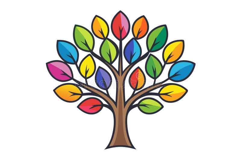 Creative Vector Illustration of a Tree with Multicolored Leaves ...