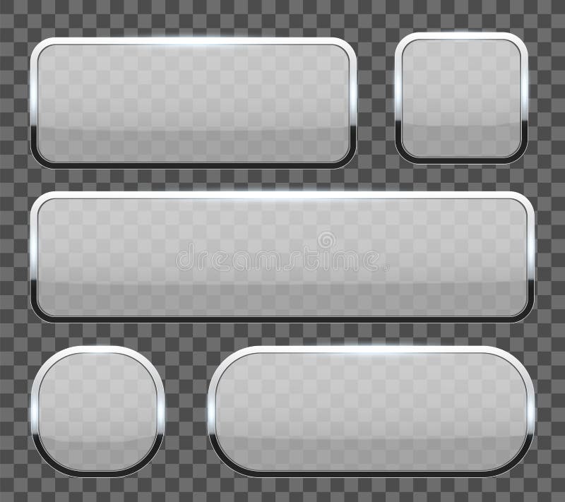 Creative Vector Illustration of White 3d Glass Buttons with Chrome ...