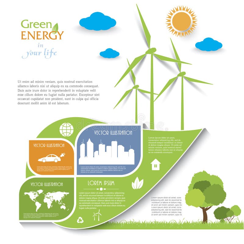 Creative Vector Infographic Design with Wind Turbines Stock Vector - Illustration of globe ...
