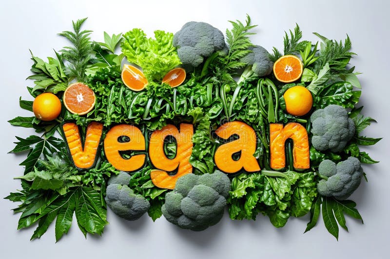 Creative Vegan Word in Fresh Produce. Generative Ai Stock Illustration ...