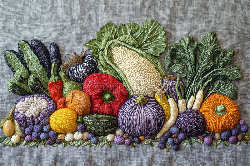 Creative Vegetable Art Composition Unique Beaded Designs Stock Photos ...