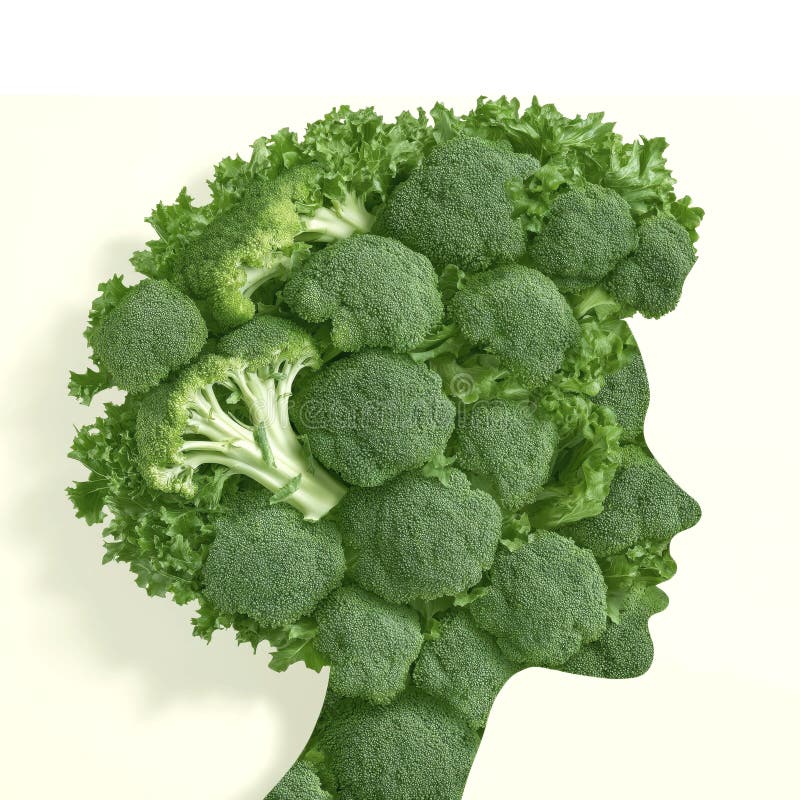 Creative Vegetable Art: Human Profile Formed with Broccoli and Lettuce ...
