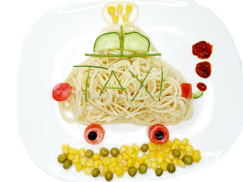 Creative Vegetable Food Dinner Car Form Stock Photo - Image of pasta ...