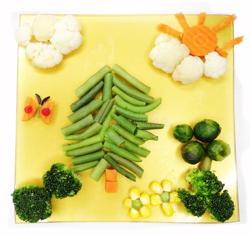 Creative Vegetable Food Dinner Tree Form Stock Image - Image of cheese ...