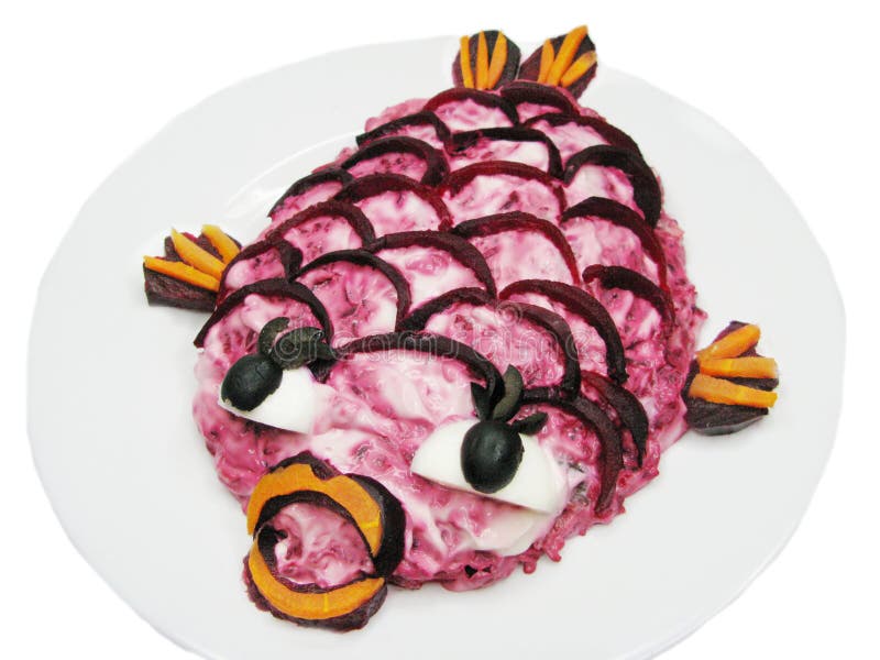 Creative Vegetable Salad Fish Shape Stock Photo - Image of children ...