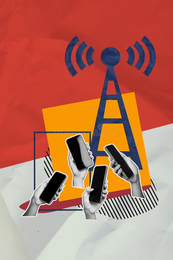 Creative Vertical Collage Multiple Hands Hold Smartphones Try Catch ...